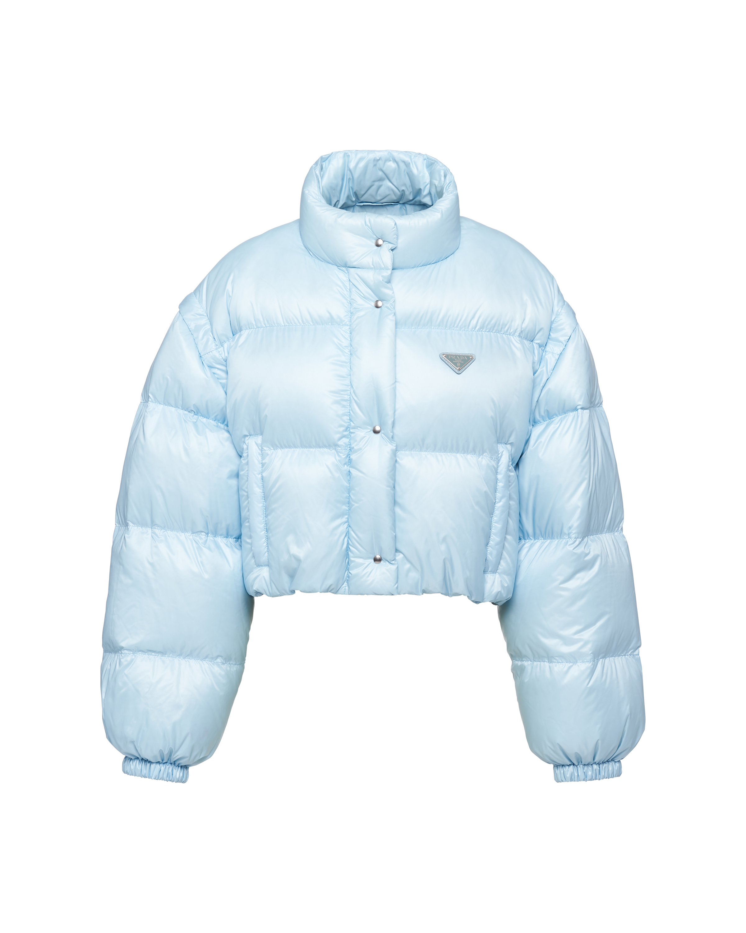 Prada Re-Nylon Cropped Convertible Down Jacket - Sky Blue Prada Re-Nylon Cropped Convertible Down Jacket - Sky Blue